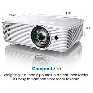 Optoma EH412ST Short Throw 1080P HDR Professional Projector | Super Bright 4000 Lumens | Business Presentations, Classrooms, or Meeting Rooms | 15,000 hour lamp life | Speaker Built In (Renewed)