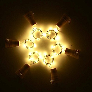 6 Pack Solar Powered Wine Bottle Lights, 20 LED Waterproof Copper Cork Solar Lights for Wedding Christmas, Outdoor, Holiday, Garden, Patio, Pathway Decor (Warm White)