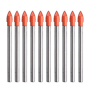 Gunpla 10Pcs Multi-Material Drill Bits Set, Cemented Carbide Masonry Drill Bits for Glass, Plastic, Tile, Concrete, Brick, Wall, Wood and Brick Wall 6mm