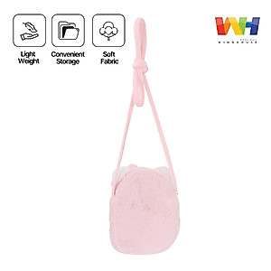 WINGHOUSE X Hello Kitty 3D Plush Small Fur Crossbody Phone Purse for Kids Little Girls, Mini Messenger Shoulder Bag