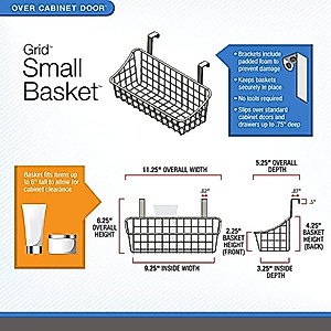 Spectrum Diversified Grid Storage Basket, Over the Cabinet Door, Small, Bronze