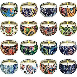 16 Scented Candles Gift,Natural Soy Wax Aromatherapy Candles,Small Portable Tin Candles Set for Mom,Women,Teachers, Colleagues and Friends,2.5 OZ