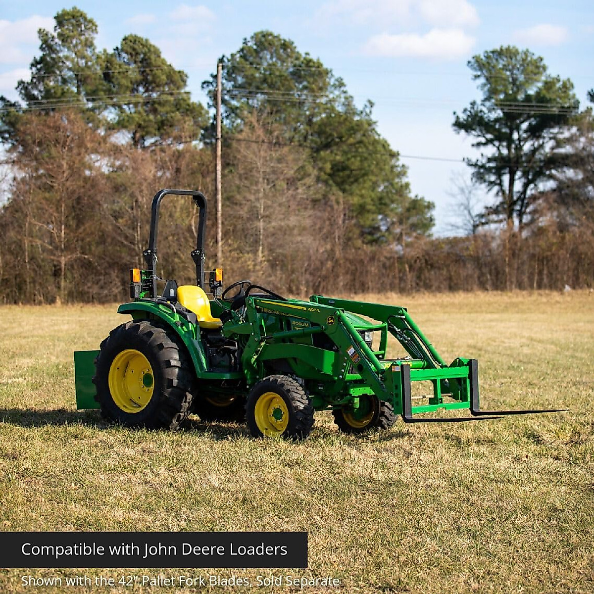 Titan Attachments Pallet Fork Frame Attachment, Rated 3,000 LB, Receiver Hitch, Fits John Deere Loaders, Frame Only