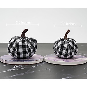 Lamris Pumpkin Decor Fake Foam Harvest Decorative Velvet Buffalo Plaid Pumpkins Set of 12 Mantel Table Centerpiece Farmhouse Fall Halloween Decorations