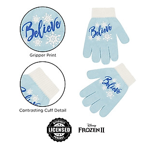 Disney Girls' Winter Earmuffs and Kids Set, Frozen 2 Ear Warmers Ages, Light Blue, Gloves-Age 4-7