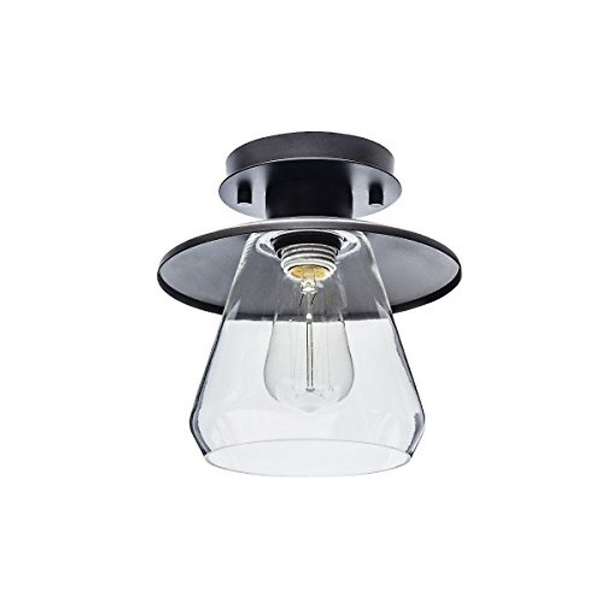 Globe Electric 64846 1-Light Semi-Flush Mount Ceiling Light, Oil Rubbed Bronze, Clear Glass Shade, Ceiling Light Fixture, Light Fixtures Ceiling Mount, Bedroom Lights for Ceiling, Dining Light Fixture