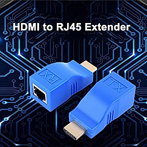 HDMI Extender,HDMI to RJ45 Network Cable Extender Converter Repeater Over Cat 5e /6 1080p up to 30m Extender for HDTV PS4 STB , Request Pure Copper Cat 5e /6 Wire- Not Support HDCP