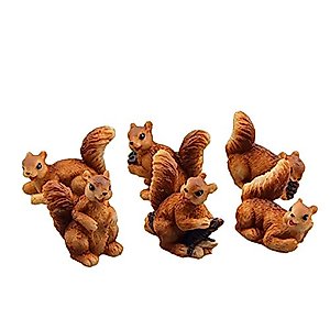 PHNAM Garden Statue,Miniature Squirrel Resin Random 6Pcs,Outdoor Lawn Decoration Gardening Doll House Flower Bonsai Potted Plant Decoration Statue
