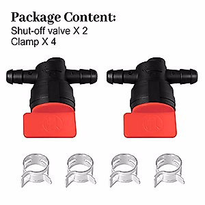 Fuel Shut Off Valve for Mower - 1/4" Fuel Cut Off Valve for Riding Lawn Mower Garden Tractor Pressure Washer Snowblower, in Line Fuel Gas Control Shut Off Valve Switches Tap for Small Engines