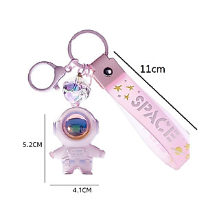 Vlmazlm Pretty keychains Astronaut Kawaii Key Chain with Sunset Light, Astronaut Cute Keychains Pendant Car Keychains (pink)