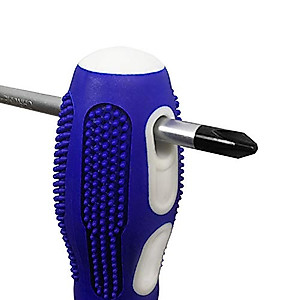 Slotted and Phillips Screwdriver, PH2 12" Long Cross-head Screwdriver & Flat Blade Screwdriver, 2 Packs Magnetic Screwdriver with Rubber Handle