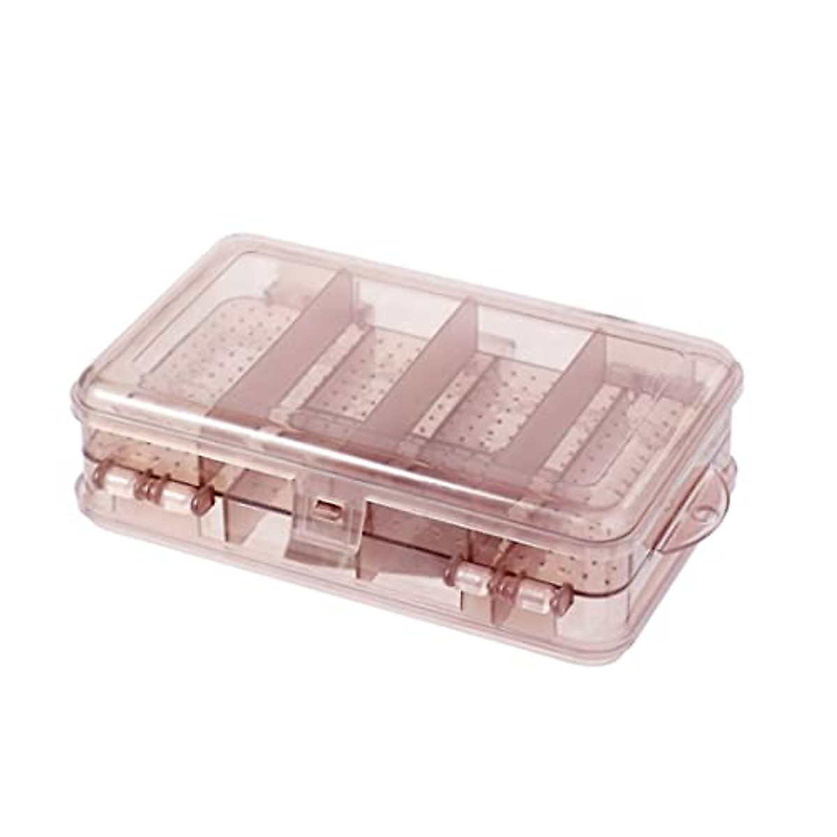 AEIOFU Jewelry Organizer Box Clear Plastic Dividers Crafts Storage Tool Transparent Brown Grids Storage Box Plastic Jewelry Box Nail Art Storage Box.