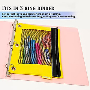 BAZIC Bright Color 3-Ring Pencil Pouch w/ Mesh Window, Case of 144 (804-144),MULTIPLE