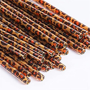 Peiking 20pcs Reusable Leopard Print Plastic Straws, Leopard Animal Drinking Straws and 1 Cleaning Brush for Jungle Animal Birthday Parties, Animal Birthday Party Favors