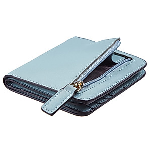 Gostwo Small Wallet for Women, Slim RFID Blocking Wallet, Credit Card Holder Wallet, Compact Bifold Luxury Genuine Leather Pocket Passport Wallet Ladies Girls Mini Purse Travel with ID Window, Blue