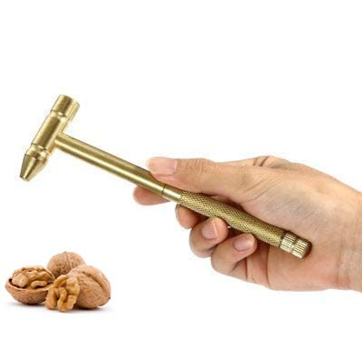 Kinobo 6 in 1 Mini Multifunction Copper Hammer & Screwdriver Hand Tools Ideal for Watchmaker Jewelers and Eating Walnuts. (Gold)