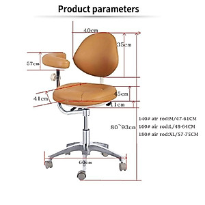 SFKLYU Adjustable Dental Chair, Dental Stool Doctor Chair Microfiber Leather Dental Assistant Stool for Dental Clinics, Offices, Labs,B,48~64CM