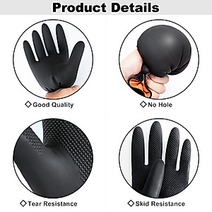ThxToms Dishwashing Gloves, 3 Pairs Reusable Latex Cleaning Gloves for Housework, Kitchen, Bathroom, Extra Large, Black