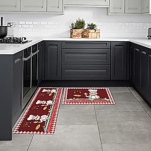 Red Plaid Kitchen Mats and Rugs, Anti-Slip Kitchen Floor Mats, Water Absorbent Comfort Memory Foam Standing Mats for Office, Sink, Laundry, Kitchen Chef and Cooking Utensils Art Prints