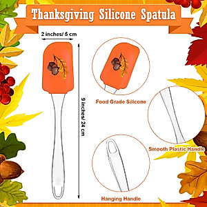 Hushee 6 Pcs Thanksgiving Silicone Spatula Turkey Pattern Holiday Spatulas Heat Resistant Cute Spatula with Plastic Handle Funny Silicone Scraper for Home Party Stir Butter Cream Cooking Utensils