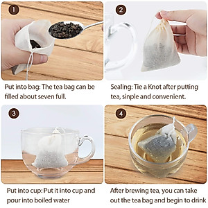 Tea Filter Bags, 50 Pack Housim Reusable Cotton Tea Bags Empty Unbleached Strainer Filter Bags ECO Friendly Tea/Herb Brew Bags Loose Leaf Tea Infuser for Home Office Travel (3.1 x 3.9Inch)