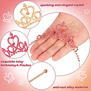 2 Pieces Girls Crystal Tiara Princess Crystal Headband Heart Rhinestone Tiara Crown for Kids Wedding Birthday Party (Classic Style)