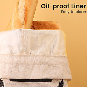 CIVJET 2pk Reusable Linen Bread Bags with TPU Lining, 17" x 13", Beige, Drawstring Closure, 2 Count