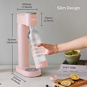 PHILIPS Sparkling Water Maker Soda Maker Soda Streaming Machine for Carbonating with 1L Carbonating Bottle, Seltzer Fizzy Water Maker, Compatible with Any Screw-in 60L CO2 Carbonator(NOT Included)