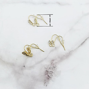 INSPIRELLE 30 PCS / 15 Pairs Earring Hooks with Crystal Gold Plated Long-Lasting Earring Findings with Clear Backs for Jewelry Making