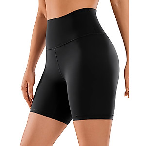 CRZ YOGA Women's Naked Feeling Biker Shorts - 6 Inches High Waist Yoga Workout Running Gym Spandex Shorts Black Medium