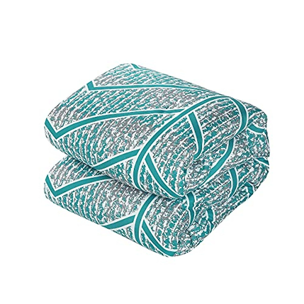 Chic Home Laredo Chevron and Geometric Printed Reversible Comforter Sheet Set, Full, Aqua