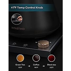 Electric Kettle, INTASTING Professional Electric Gooseneck Kettle, LED Digital Display, Precise 1℉ Temperature Control, 0.65mm Ultra-Slim Spout, 0.8 L, Auto Keep Warm, Mute, Pour Over Stopwatch