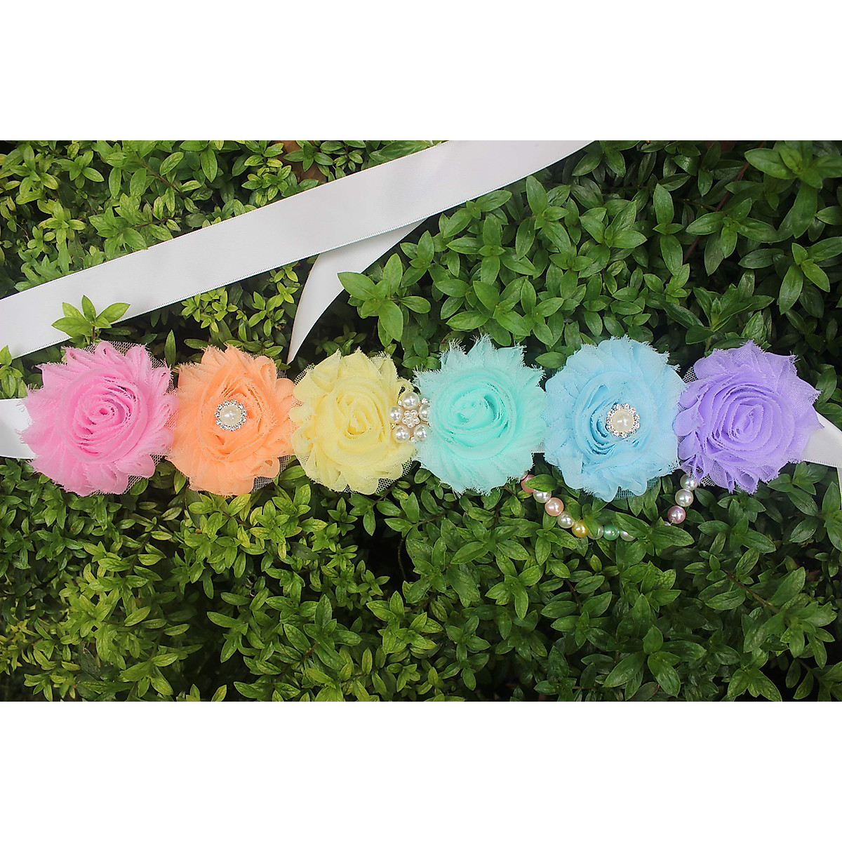 nania original design rainbow materinity sash pregancy sash for baby shower (pastel rainbow)