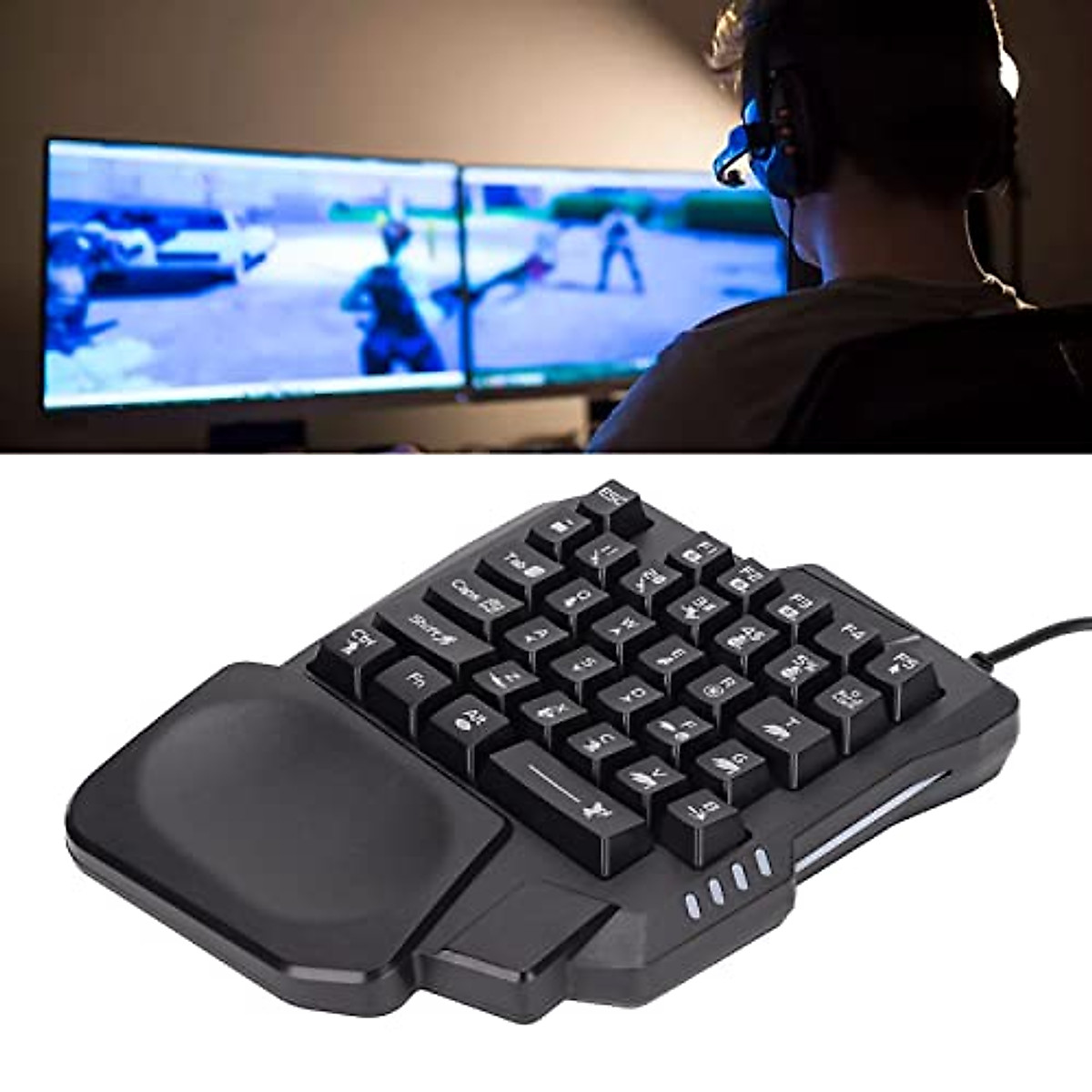 Deryang One-Handed Gaming Keyboard 35 Keys Waterproof Gaming Keyboard Wide Wrist Rest for Mobile Computer Gaming