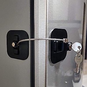 VOCOMO Refrigerator Lock, 2.8’’x2.8’’ Fridge Lock with Keys, Freezer Lock and Child Safety Cabinet Lock with Strong Adhesive (2 Pack)