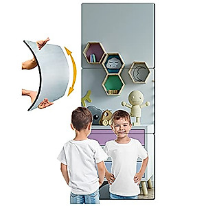 NC Plexiglass Acrylic Soft Mirror Non-Glass shatterproof Mirror Full Length Mirror Wall Mirror Frameless Home Fitness Mirror 4 Pcs 12"x12" cyhqo