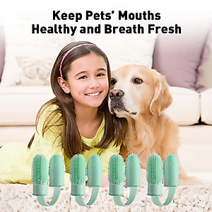 Aohcae 4 Pack Toothbrush for Dog, Finger Toothbrush Kit, 135ºSurround Bristles for Easy Teeth Cleaning, Double-Finger Toothbrush Dental Care for Puppies, Cats and Small Pets