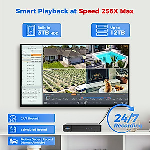 【2-Way Audio+3TB HDD】 Hiseeu 4K PoE Security Camera System,Vehicle/Human Detect, 8MP NVR w/4Pcs 5MP IP Security Camera Outdoor, IP 67Waterproof, Free Motion Alerts, 24/7 Home Surveillance NVR Kit