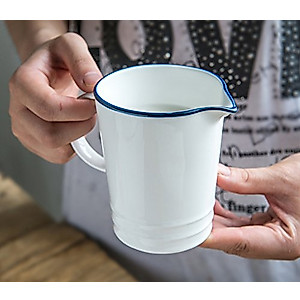 CHOOLD Blue and White Navy Style Ceramic Creamer with Handle,Coffee Milk Creamer Pitcher Serving Pitcher Sauce Pitcher for Kitchen