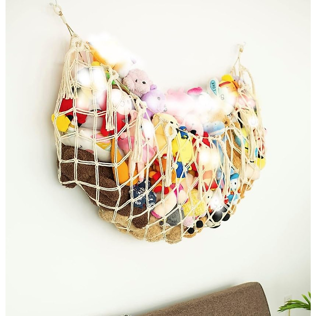 Joayuezo Toy Storage Hammock for Stuffed Animals Storage Hammock Plush Toy Storage Net for Corner Soft Toy Net Hammock for Kids Room (B)
