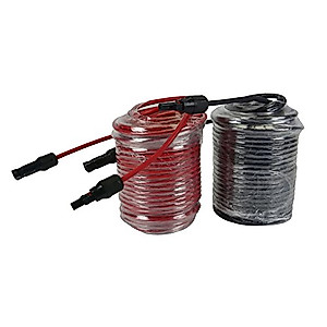 TEMCo 100' Red + 100' Black 10 AWG/Gauge Solar Panel Extension Cable with M/F Solar Connector Ends (Variety of Lengths Available)