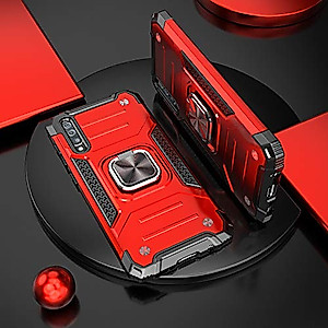 IDYStar Galaxy A50 Case with Screen Protector, Galaxy A30S Case, Shockproof Drop Test Cover with Car Mount Kickstand Lightweight Protective Cover for Samsung Galaxy A50/A30S/A50S, Red