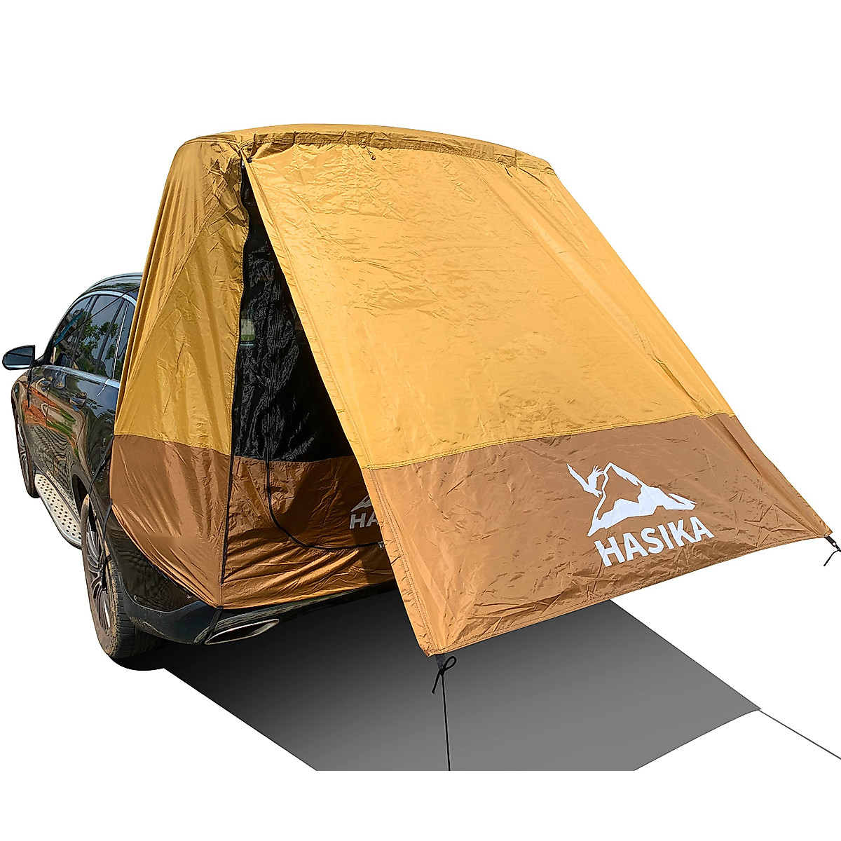 Poles Included Tailgate Shade Awning Tent for Car Camping Road Trip Essentials Small to Midsize SUV Waterproof 3000MM UPF 50+ Yellow (Large)