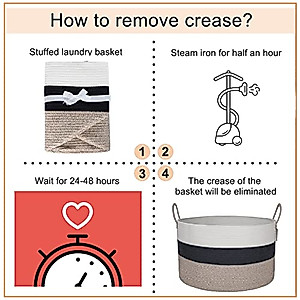 Extra Large 100% Cotton Rope Basket 21.7" x 21.7" x 13.8"-XXXL Woven Blanket Basket with Handles/Clothes Hamper Collapsible/Portable Nursery Storage Bin/Baby Toys Box/Laundry Baskets for Kids