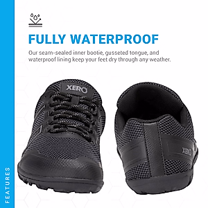Xero Shoes Men's Mesa Trail Barefoot Waterproof Trail Runner Black, 13
