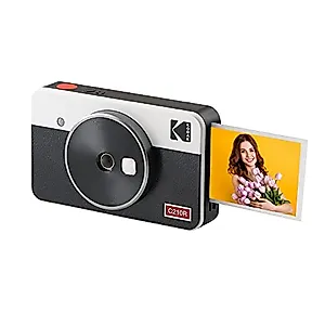 KODAK Mini Shot 2 Retro 4PASS 2-in-1 Instant Digital Camera and Photo Printer (2.1x3.4 inches) + 8 Sheets, White