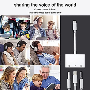 Headphone Splitter for iPad, Dual Headphone Adapter for iPad,USB-C Headphone Splitter with 60W Fast Charging for iPad Pro, Samsung Galaxy, Pixel, HTC, Huawei.