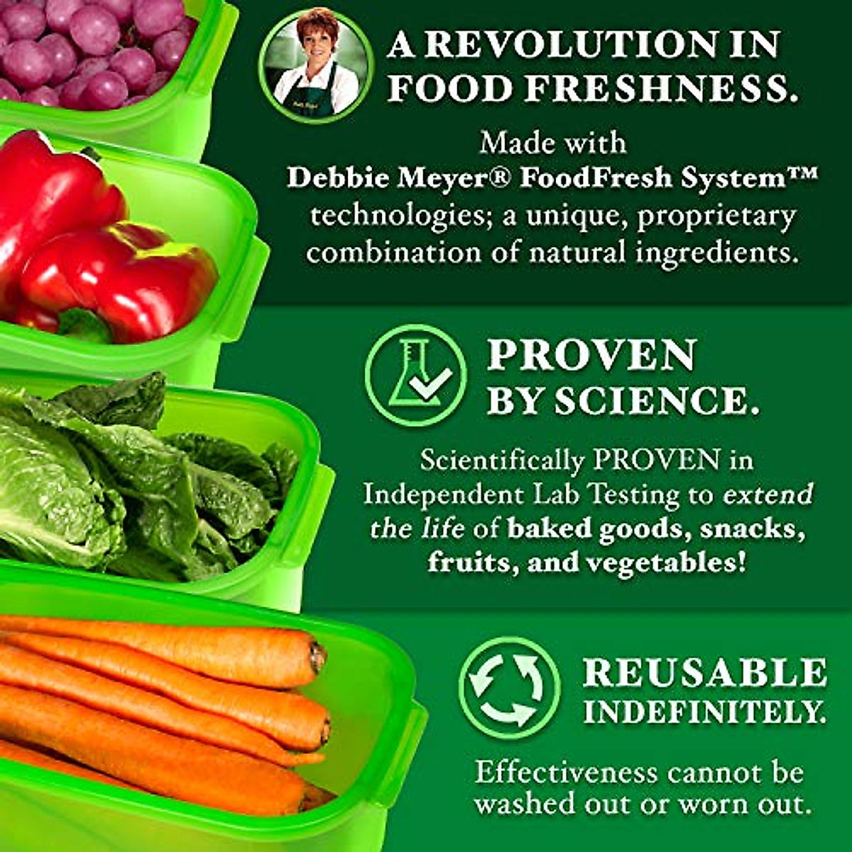 Debbie Meyer GreenBoxes – BreadBox keeps Baked Goods, Snacks, Fruits, and Vegetables Fresh Longer, Reusable, BPA Free, Made in USA