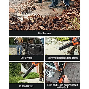 FIILPOW 20V 450CFM Cordless Leaf Blower, Variable Speed & Turbo Mode and Lock Dial, Handheld Brushless Blower with 4.0Ah Battery & Charger, Lightweight for Lawn Care/Yard Cleaning/Jobsit