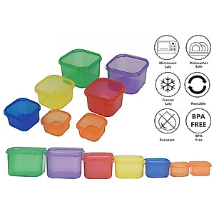 FIXBODY 7PCS Portion Control Containers, Color-Coded Labeled, 21 Day Lose Weight System (Use Guide, 21 Day Tracker and Recipe Ebook Include)